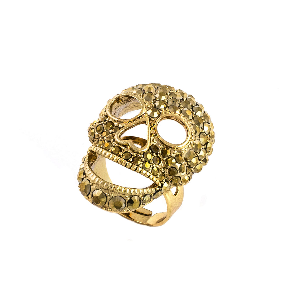 Large Crystal Skull Adjustable Ring | Crystal Ring | Butler & Wilson