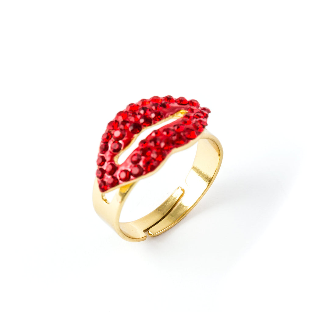 Adjustable Crystal Lips Ring | Crystal Ring | Butler & Wilson