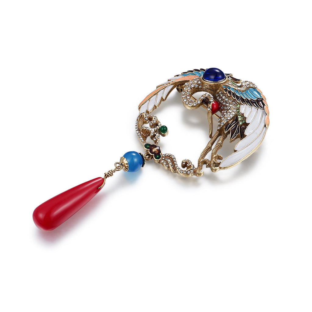Oriental Bird Brooch | Crystal Brooch | Butler & Wilson