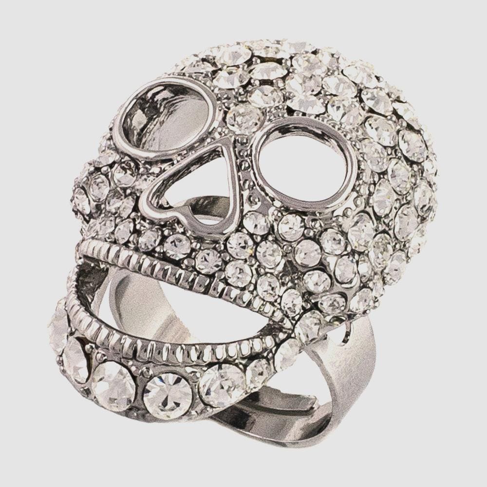 Large Crystal Skull Adjustable Ring | Butler & Wilson