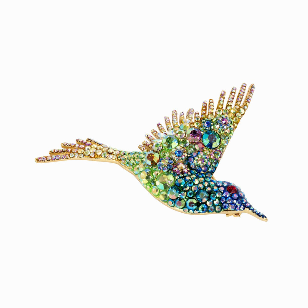 Multi Crystal Hummingbird Bird Brooch | BUTLER & WILSON – Butler & Wilson