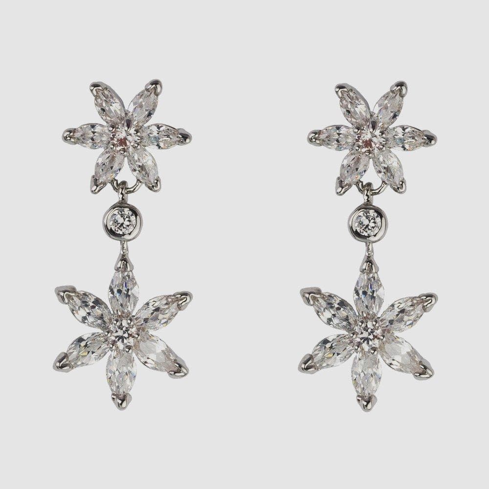 Crystal Double Daisy Drop Earrings | Butler & Wilson